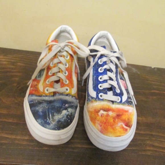 Vans | Shoes | Custom Hand Painted One Of A Kind Outer Space Aliens ...